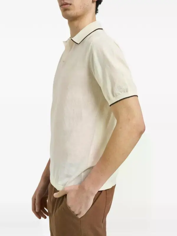 MC2 SAINT BARTH Sloan Contrast-trim Polo Collar T-shirt - Neutrals
