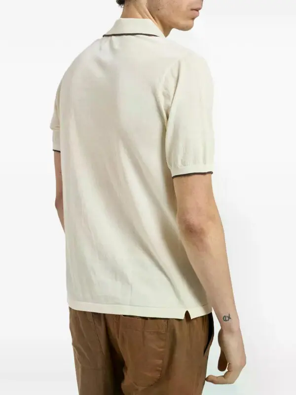 MC2 SAINT BARTH Sloan Contrast-trim Polo Collar T-shirt - Neutrals