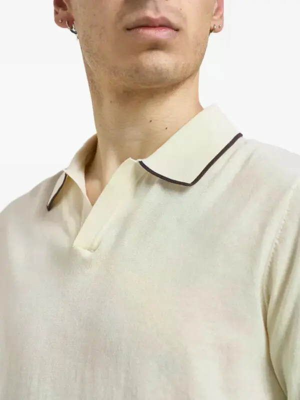 MC2 SAINT BARTH Sloan Contrast-trim Polo Collar T-shirt - Neutrals