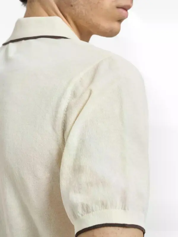 MC2 SAINT BARTH Sloan Contrast-trim Polo Collar T-shirt - Neutrals