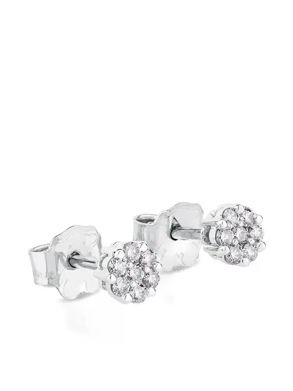 TOUS 18k White Gold Diamond Stud Earrings - Silver
