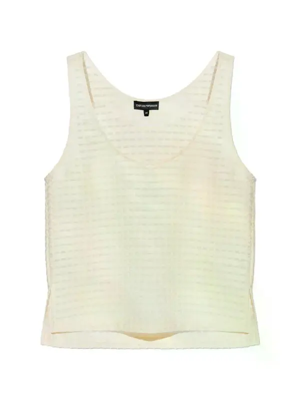 Emporio Armani Textured Scoop-neck Top - Neutrals