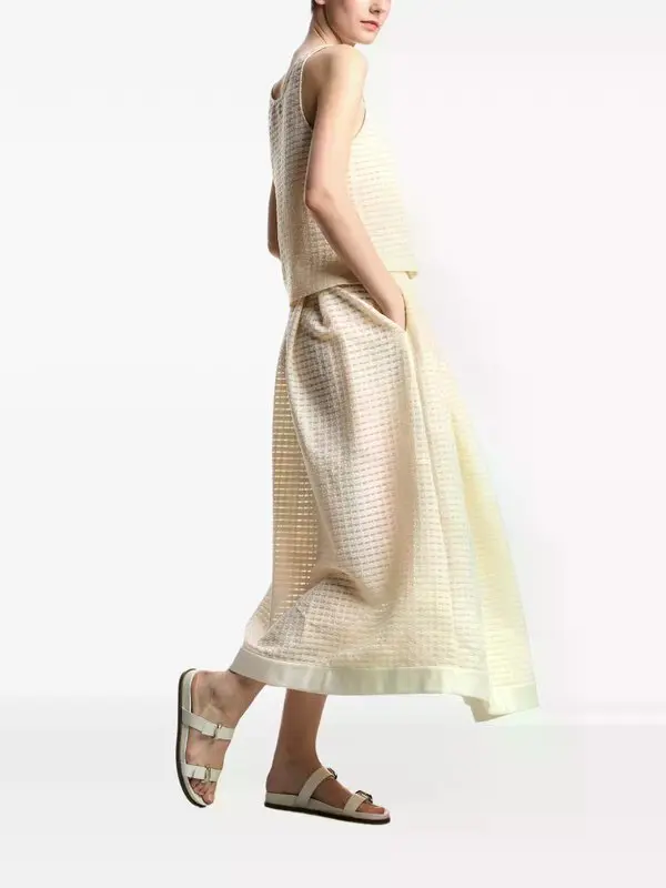 Emporio Armani Textured Scoop-neck Top - Neutrals