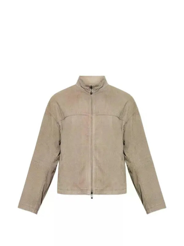 Emporio Armani Perforated Suede Jacket - Neutrals