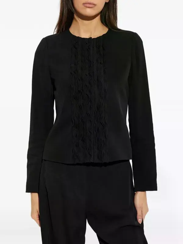 Emporio Armani Ruffle-trimmed Jacket - Black