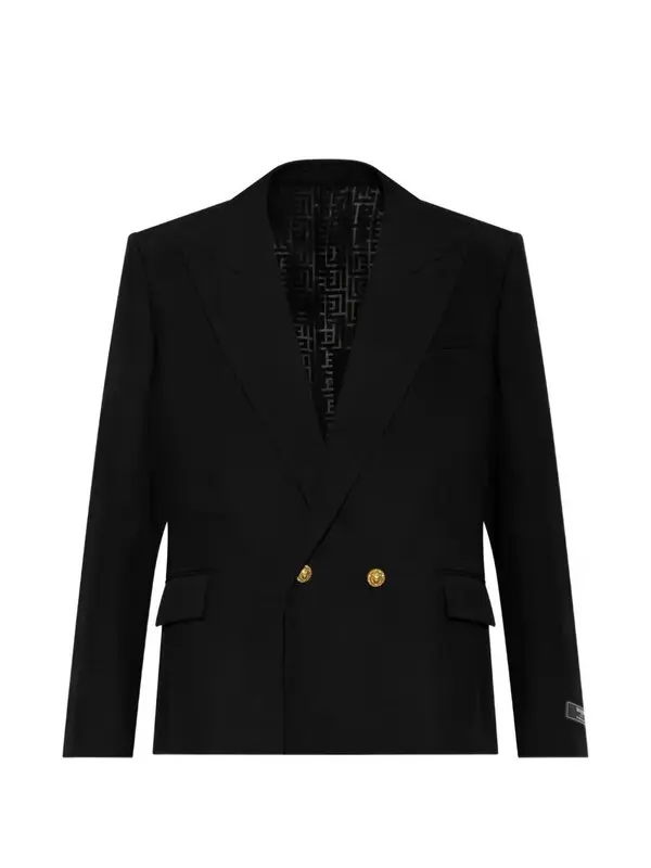 Balmain Lion-button Double-breasted Jacket - Black