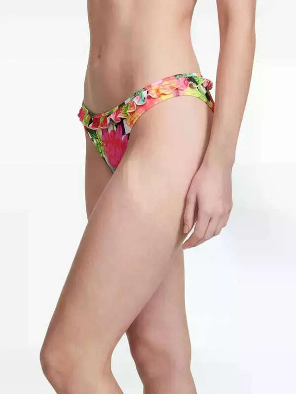 Moschino Printed Lycra Swim Briefs With Ruffle Trim