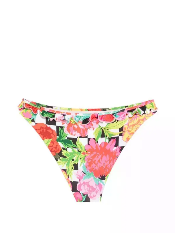 Moschino Printed Lycra Swim Briefs With Ruffle Trim