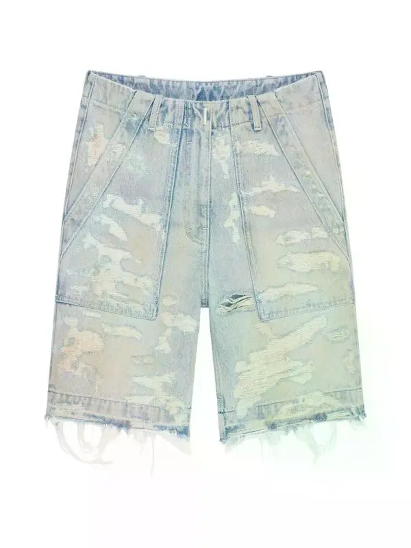 Givenchy Distressed Denim Shorts - Blue