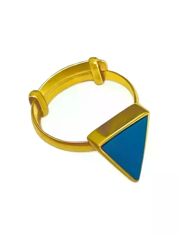 HZMER JEWELLERY Bliss Turquoise Triangle Ring - Gold