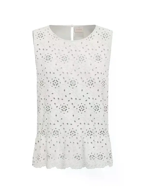 Marella Broderie-anglaise Peplum Top - White