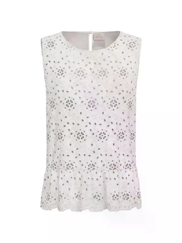 Marella Broderie-anglaise Peplum Top - White