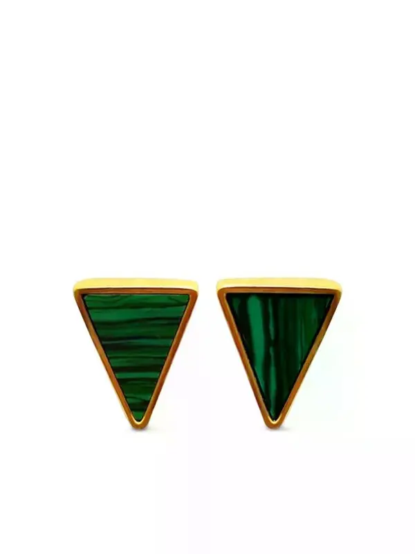HZMER JEWELLERY Bliss Malachite Triangle Earrings - Gold
