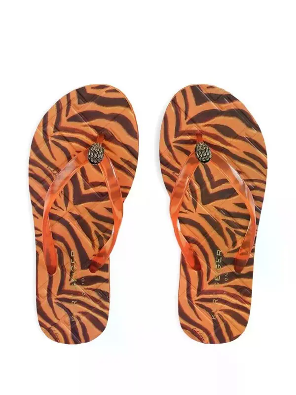 Kurt Geiger Kensington Tiger-print Flip-flops - Orange