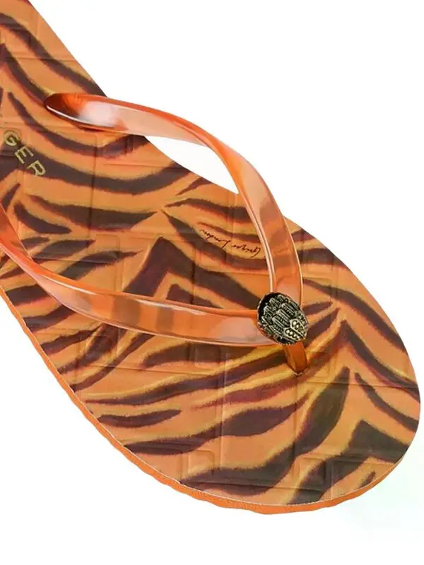 Kurt Geiger Kensington Tiger-print Flip-flops - Orange