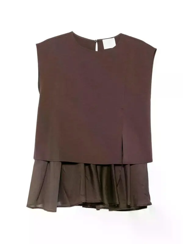 Sú Layered Ruffled Top - Brown