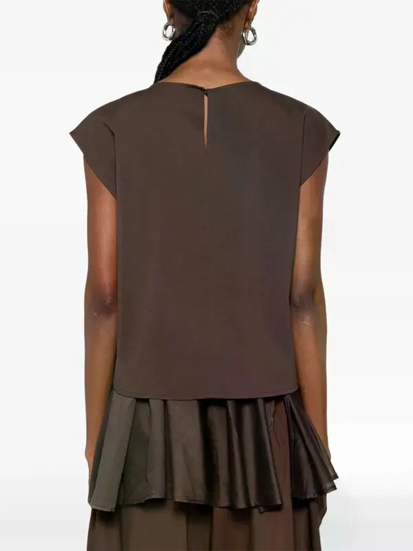 Sú Layered Ruffled Top - Brown