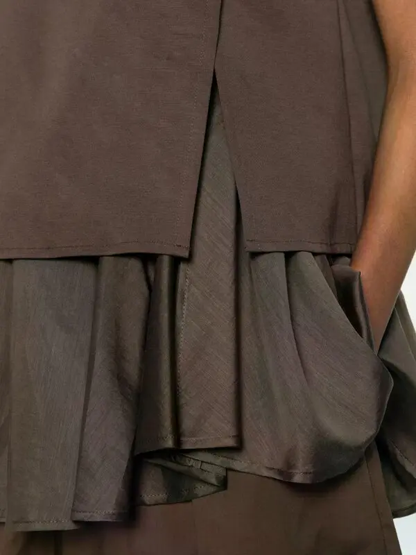 Sú Layered Ruffled Top - Brown