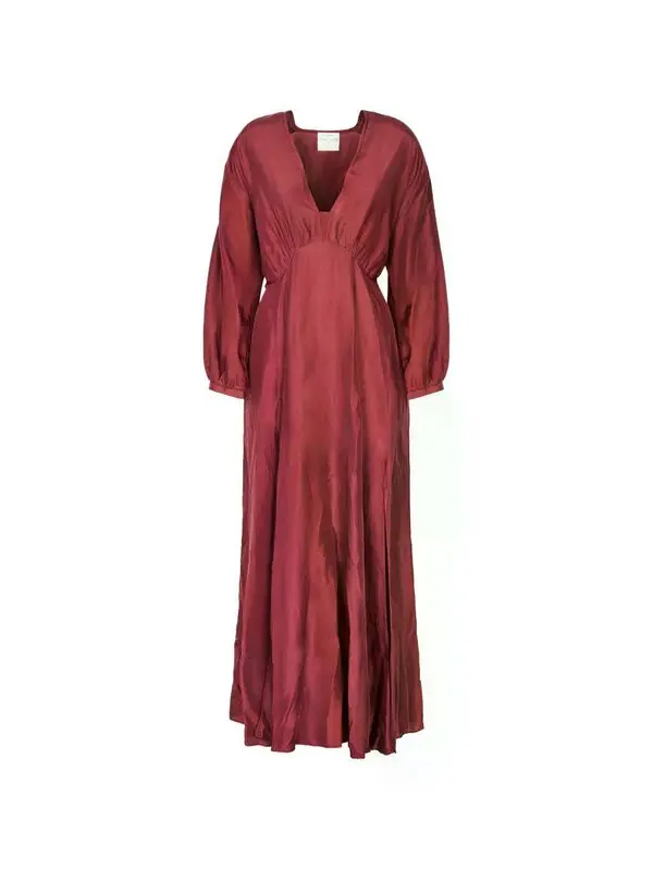 FORTE_FORTE V-neck Silk Maxi Dress - Red
