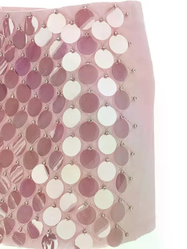 DES_PHEMMES Sequin-embellished Skirt With Crystal Embroidery - Pink