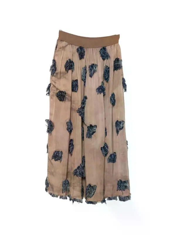 UMA WANG Fringed-appliqué Maxi Skirt - Neutrals