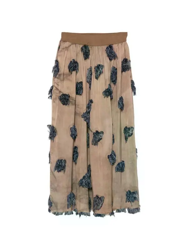 UMA WANG Gillian Fringed Appliqué Skirt - Neutrals