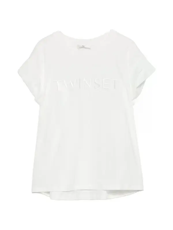 TWINSET Logo-embroidered Cap-sleeve T-shirt - White