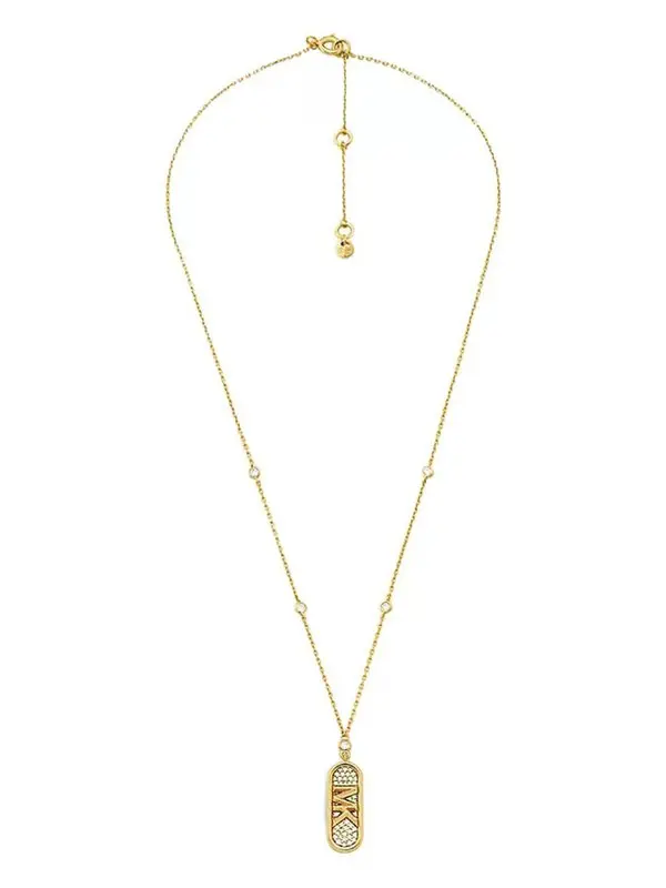 Michael Kors Logo-plaque Necklace - Gold