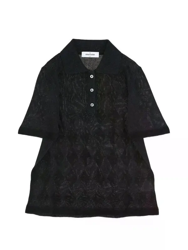 GRAN SASSO Argyle Knit Polo Top