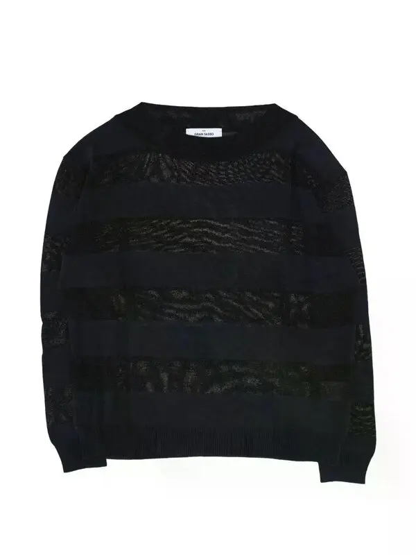 GRAN SASSO Openwork Striped Sweater - Black
