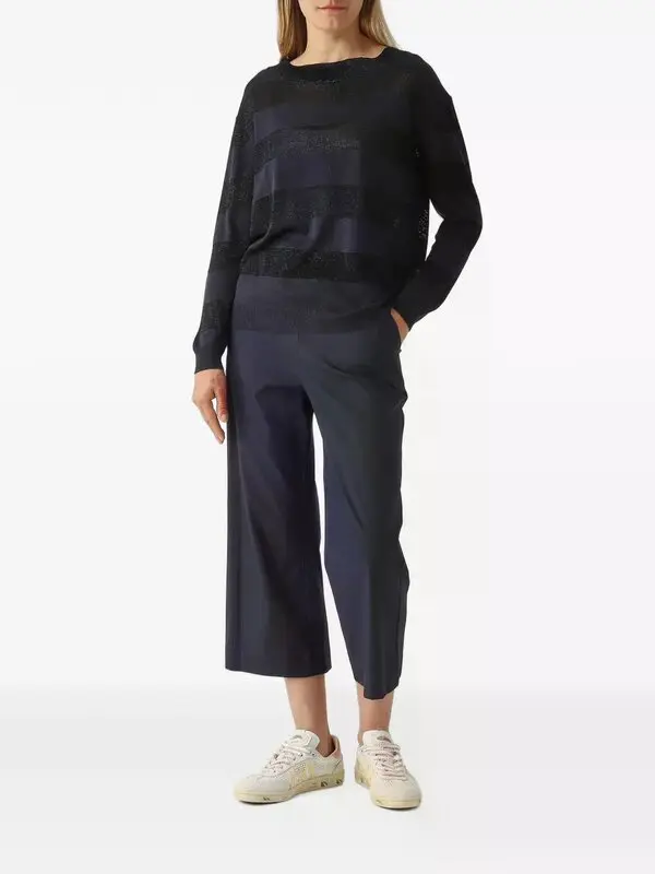 GRAN SASSO Openwork Striped Sweater - Black
