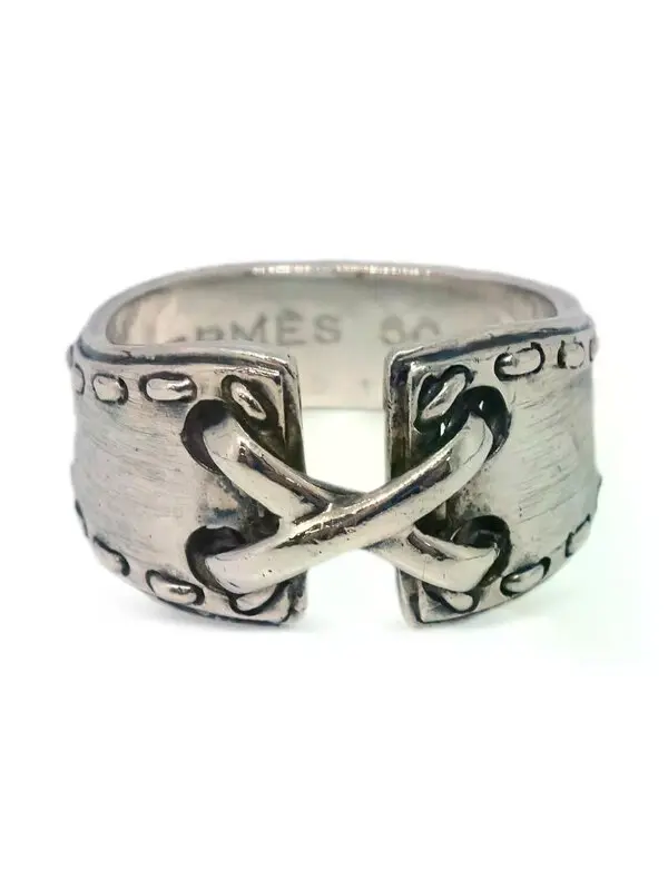 Hermès 1990-2000s Criss-cross Ring - Silver