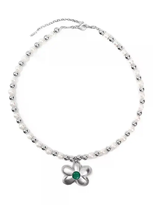 VEERT 18k White Gold Pearl-embellishment Necklace - Silver