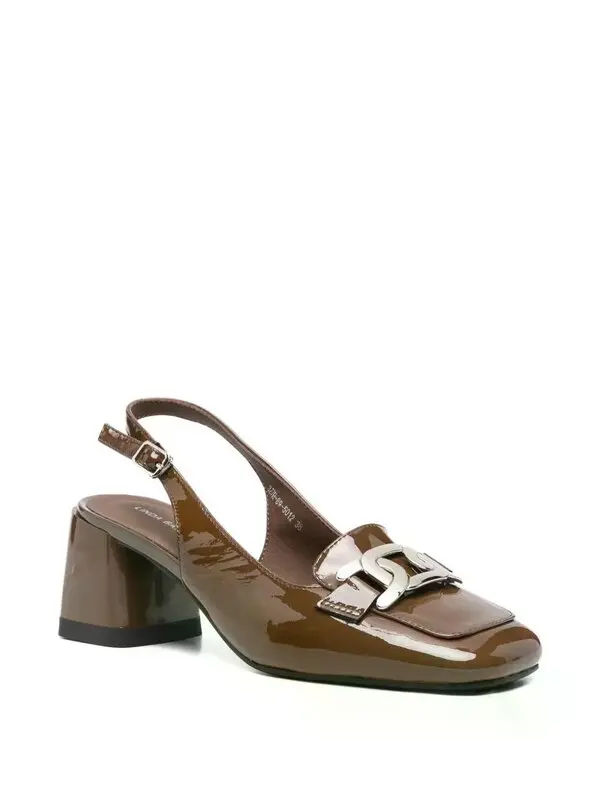 LINDA BAUMANN Patent-finish Slingback Pumps