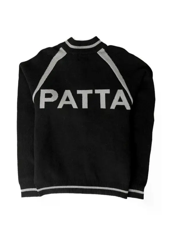 PATTA Logo Jacquard Zip-up Cardigan - Black