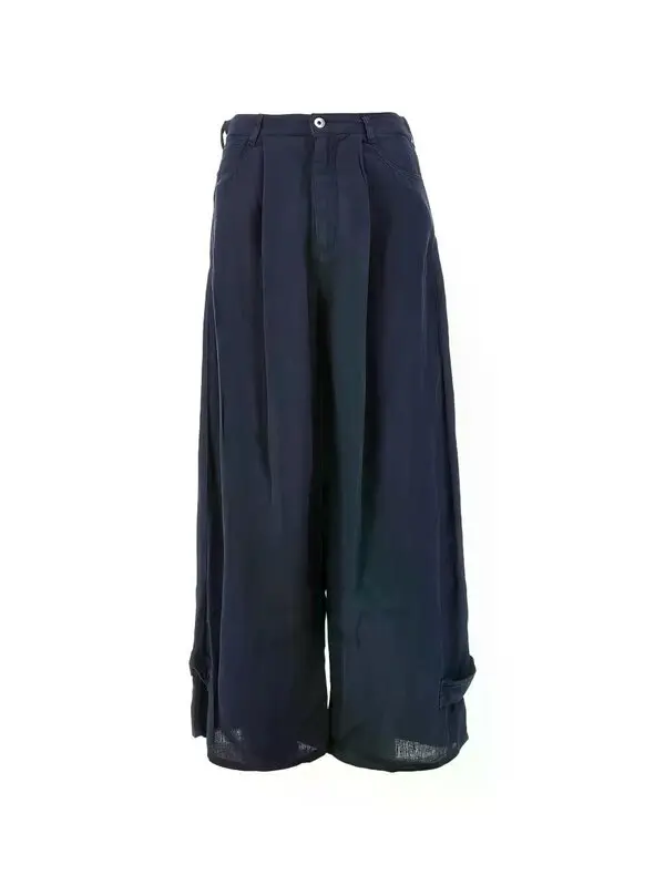 Emporio Armani Pleated Linen Trousers - Blue