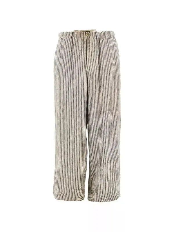 Emporio Armani Drawstring-waist Striped Trousers - Neutrals