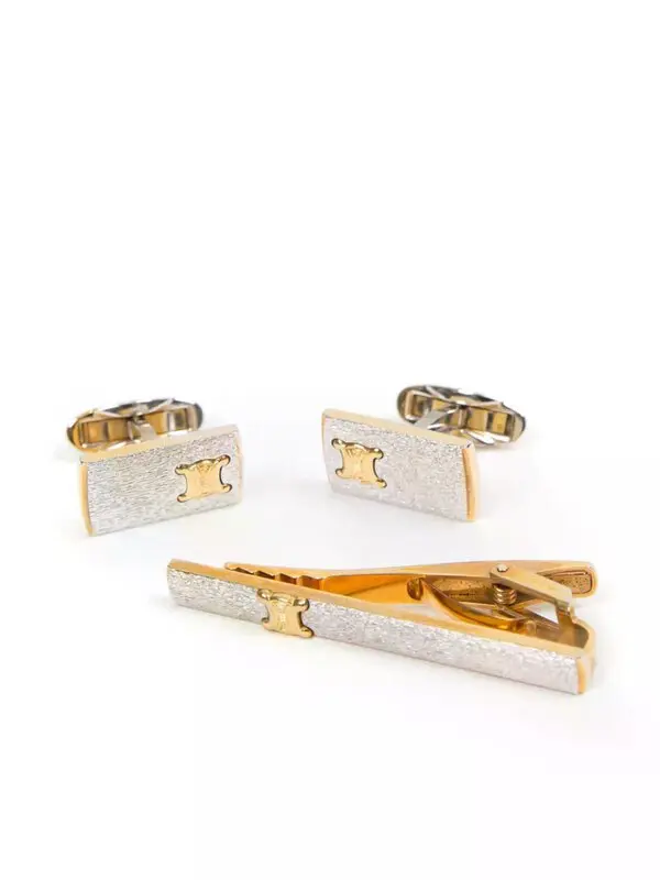Celine 1980 Triomphe Cufflinks Set - Gold