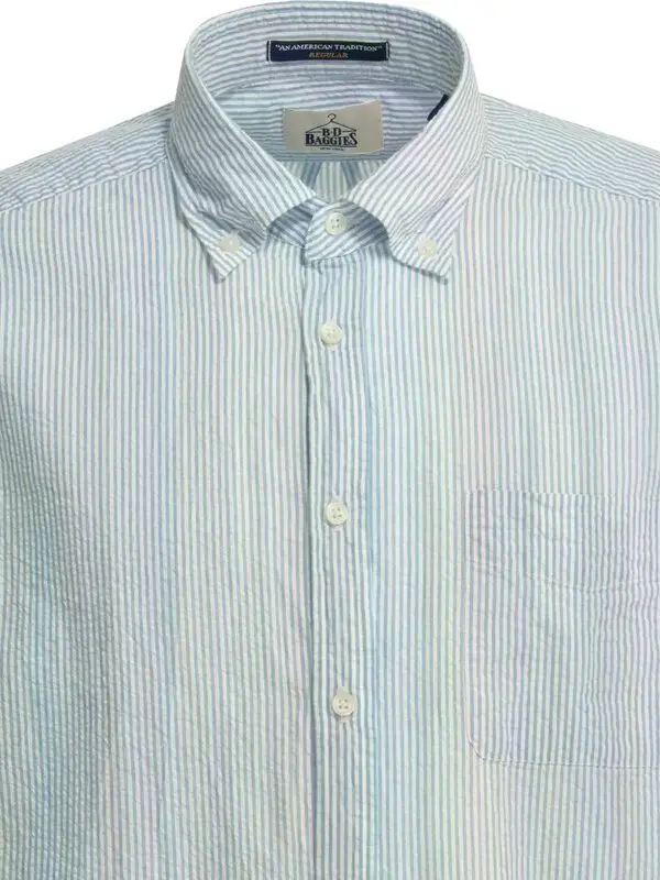 B.D.BAGGIES Bradford Seersucker Striped Shirt - Blue