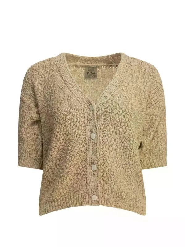RAKKI B.b. Bobble-knit V-neck Cardigan - Neutrals