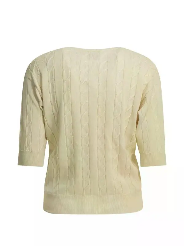 RAKKI Cable-knit Short-sleeve Sweater - Neutrals