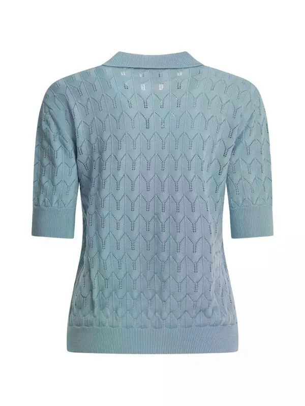 RAKKI California Pointelle-knit Polo Top - Blue