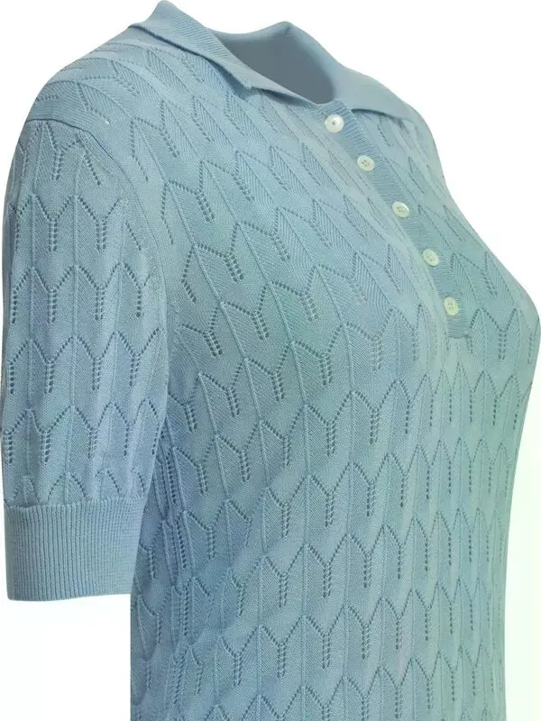 RAKKI California Pointelle-knit Polo Top - Blue