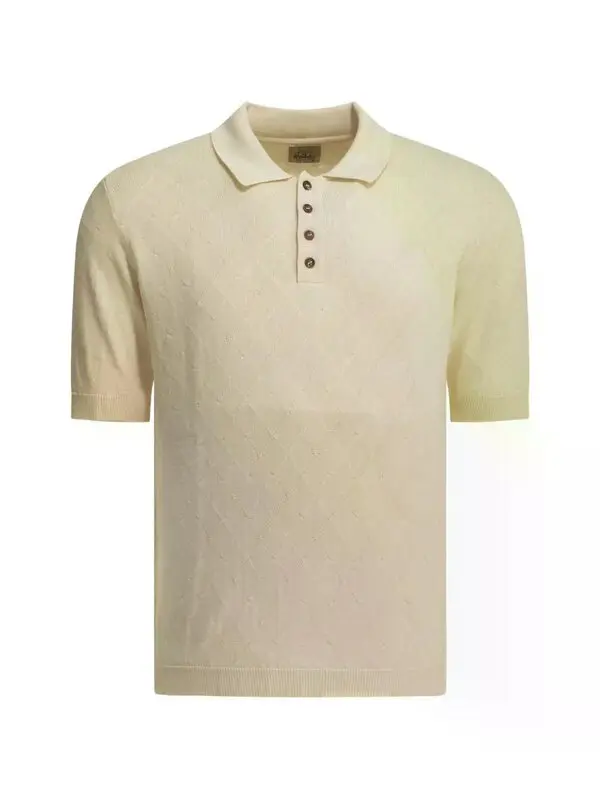 RAKKI Diamond-patterned Knit Polo Shirt - Neutrals