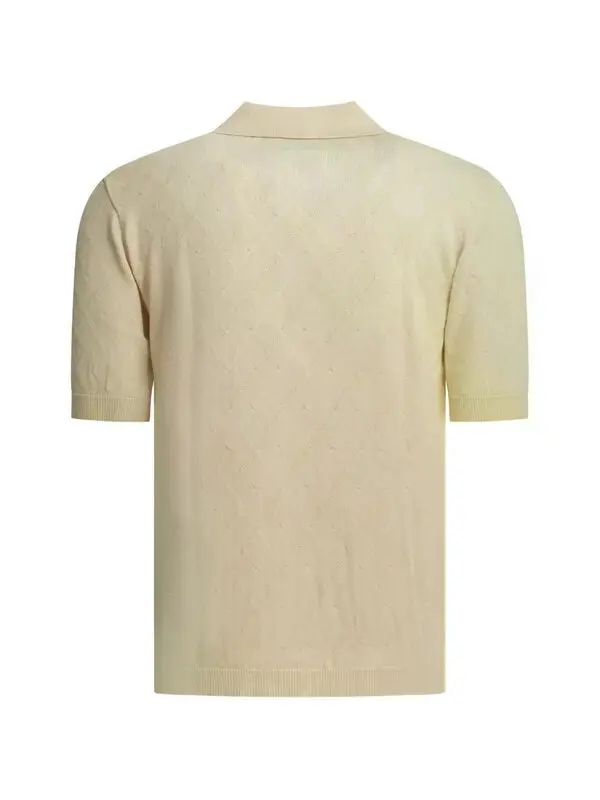 RAKKI Diamond-patterned Knit Polo Shirt - Neutrals