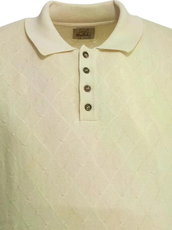 RAKKI Diamond-patterned Knit Polo Shirt - Neutrals