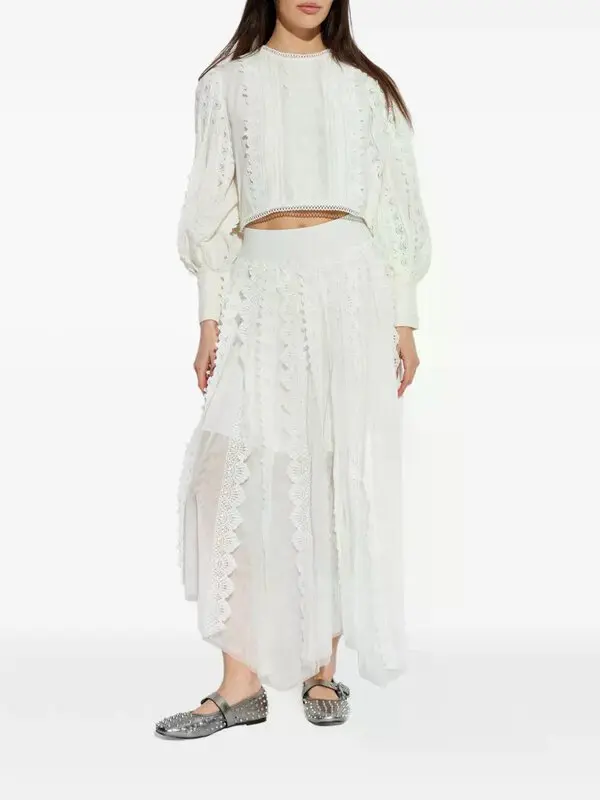ALLSAINTS Hart Balloon-sleeve Lace Top - White