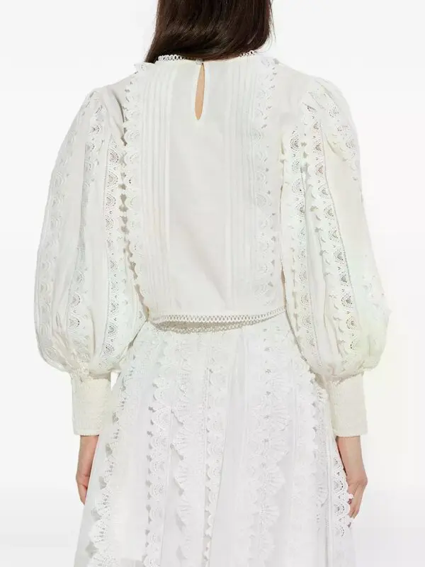 ALLSAINTS Hart Balloon-sleeve Lace Top - White