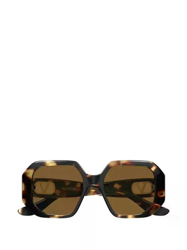 Valentino Garavani Vlogo Geometric-frame Sunglasses - Brown