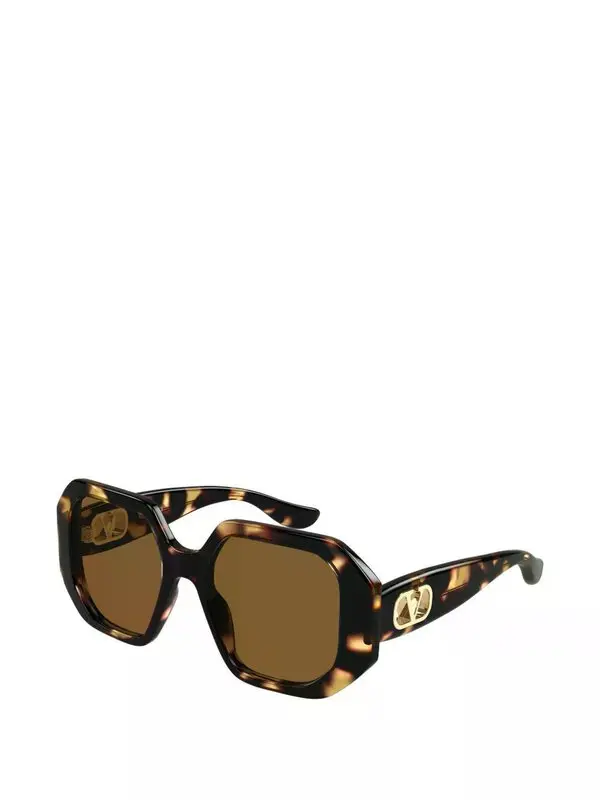 Valentino Garavani Vlogo Geometric-frame Sunglasses - Brown